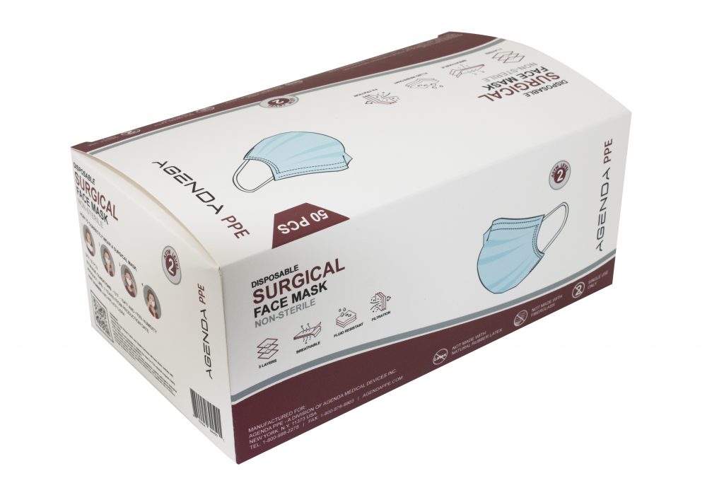 Dispoaable ASTM Level 2 Surgical Face Masks (Box of 50pcs) - Agenda PPE
