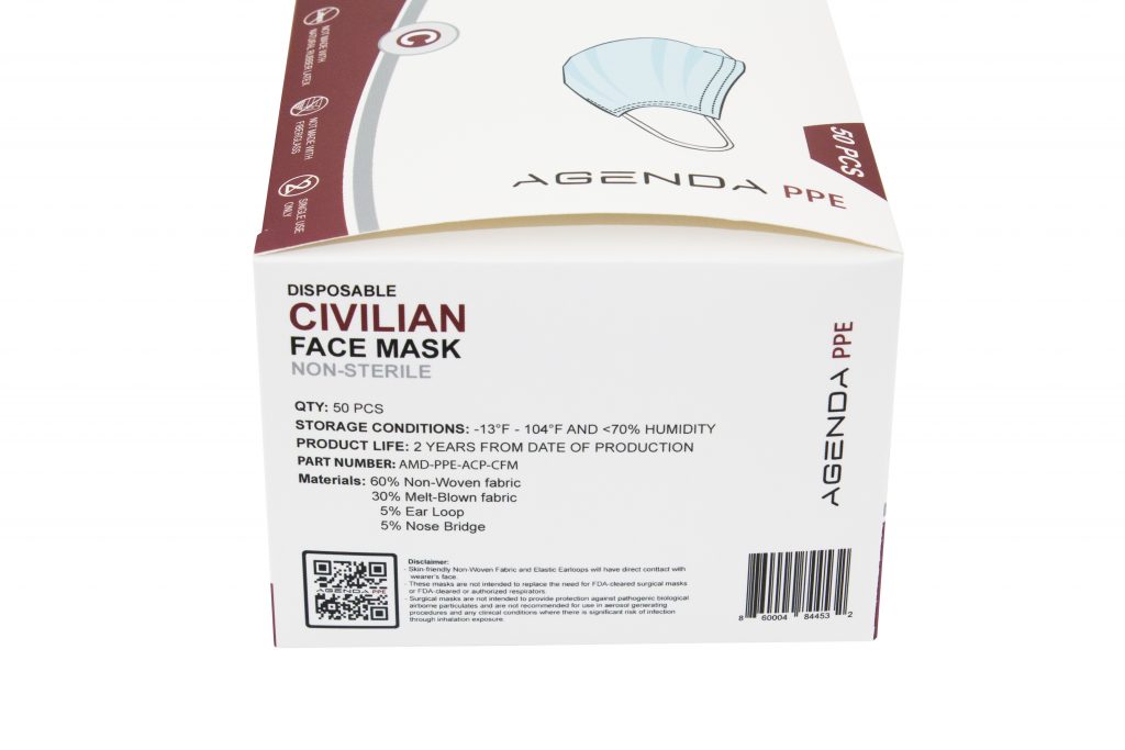 Disposable Civilian Face Masks (Box of 50pcs) - Agenda PPE