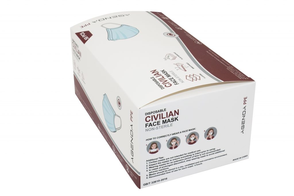 Disposable Civilian Face Masks (Box of 50pcs) - Agenda PPE