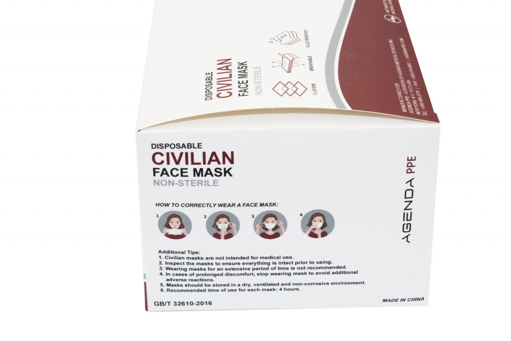 Disposable Civilian Face Masks (Box of 50pcs) - Agenda PPE
