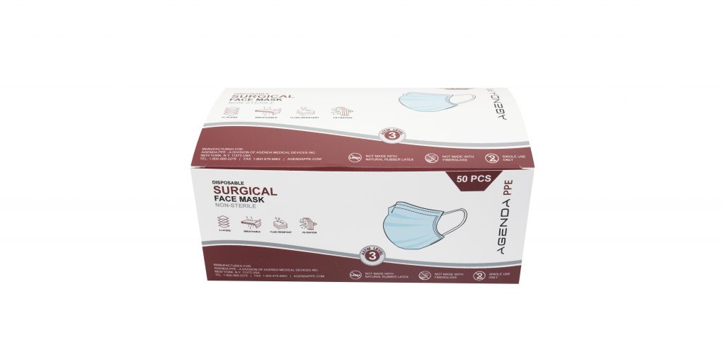 Disposable ASTM Level 3 Surgical Face Masks (Box of 50pcs) - Agenda PPE
